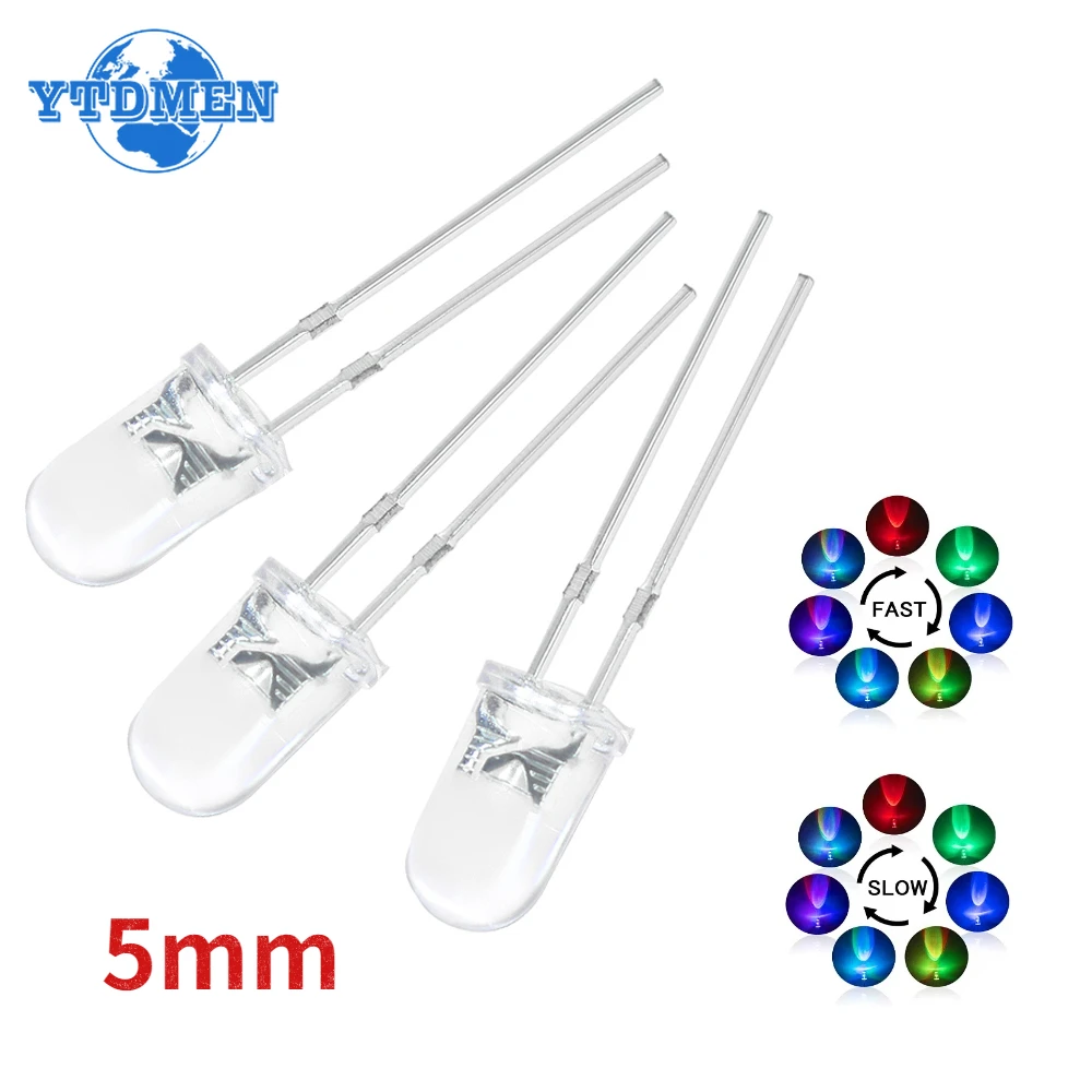 50PCS-F5-5mm-LED-Diode-Multicolor-Fast-Slow-Flashing-Blinking-Light ...