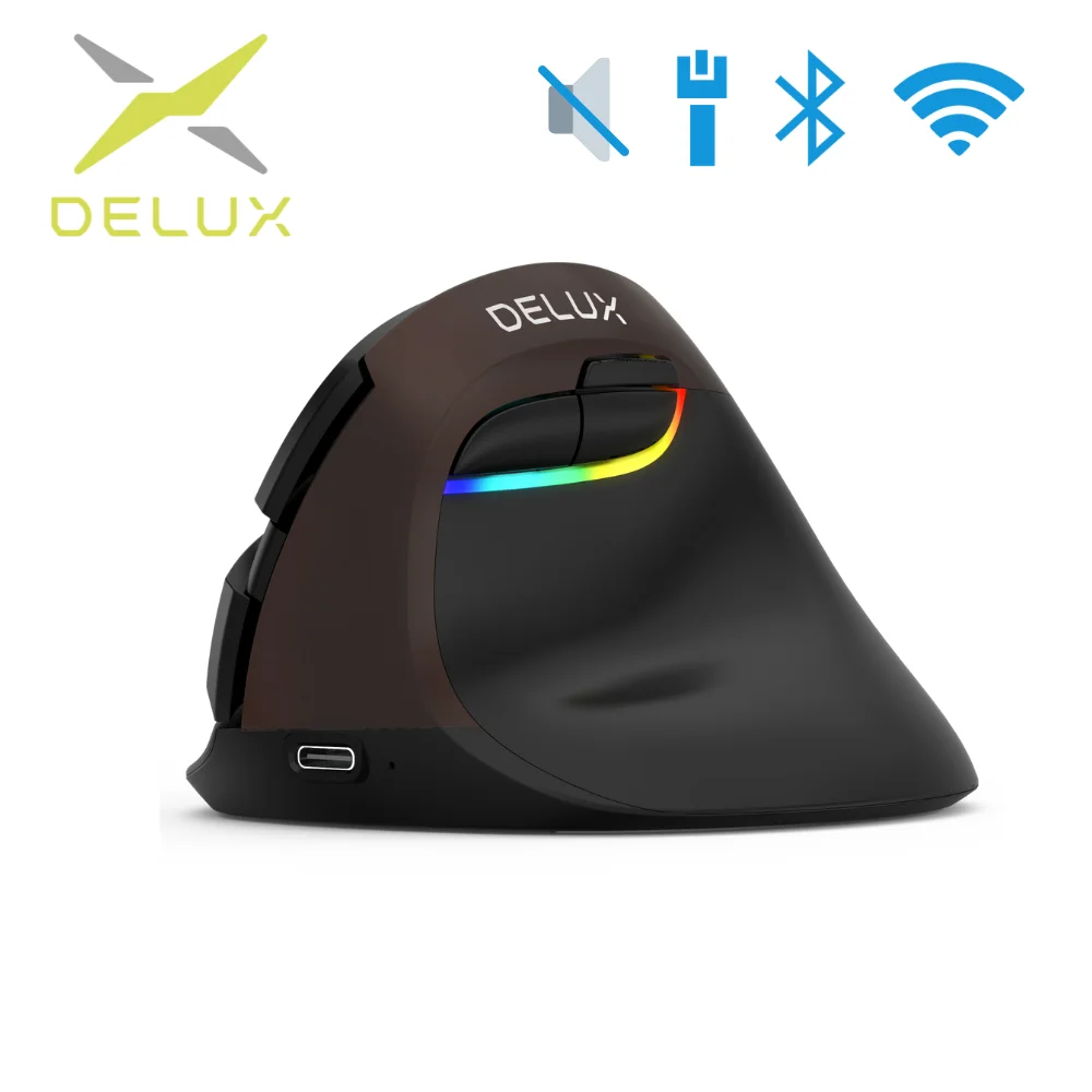 Delux M618 Mini Jet Black Wireless Mouse BT 4.0+2.4GHz Tri-Mode ...
