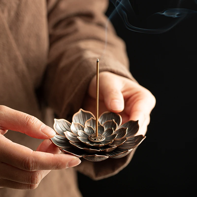 Alloy-Incense-Burner-Stick-Holder-Buddhism-Lotus-Line-Incense-plate ...