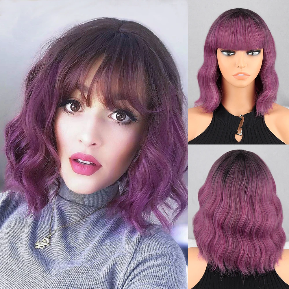 Preto roxo ombre onda marrom bob perucas loiro para as mulheres natural ...
