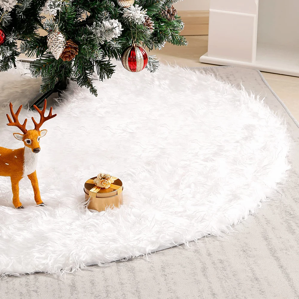 78-90Cm-White-Plush-Christmas-Tree-Skirt-Christmas-Tree-Foot-Carpet ...
