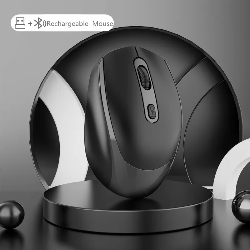 Rechargeable Wireless Bluetooth Mouse Mute Usb Ergonomic Gamer Mouse ...
