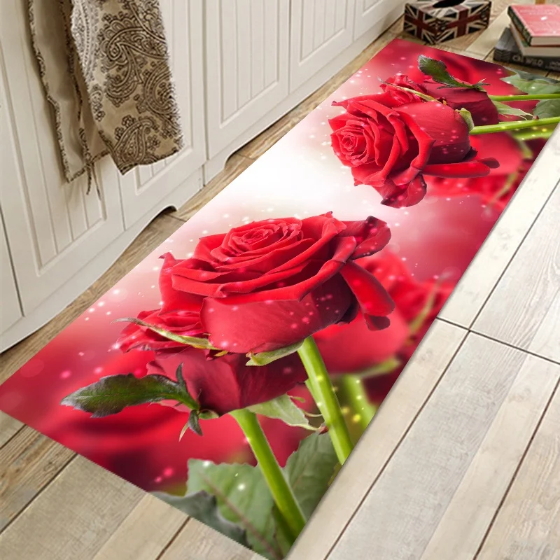 Rose-Floral-Kitchen-Floor-Mat-Home-Entrance-Doormat-Decoration-Carpet ...