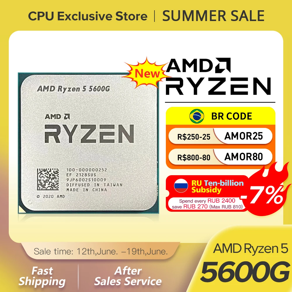 AMD New Ryzen 5 5600G R5 5600G CPU New Game Processor Socket AM4 3.9GHz ...