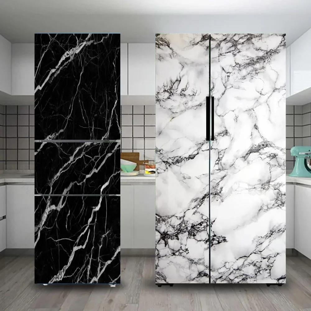Kitchen-Sticker-Fridge-Stickers-Marble-3D-Refrigerator-Wallpaper-Black ...
