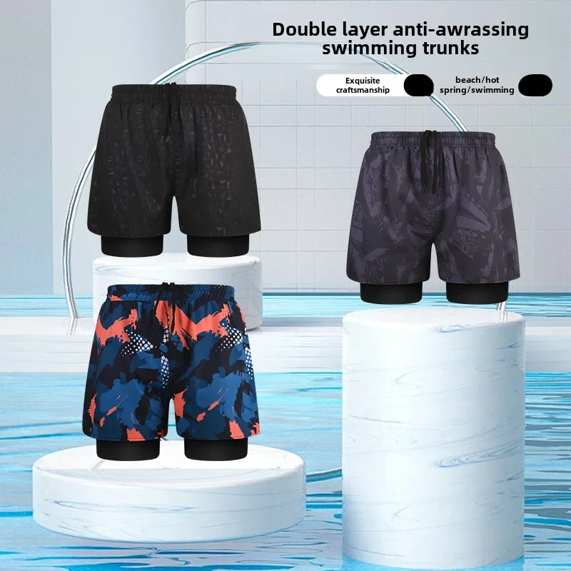 Men-s-Swimming-Trunks-Anti-embarrassing-Double-Layer-Quick-Dry-Flat ...