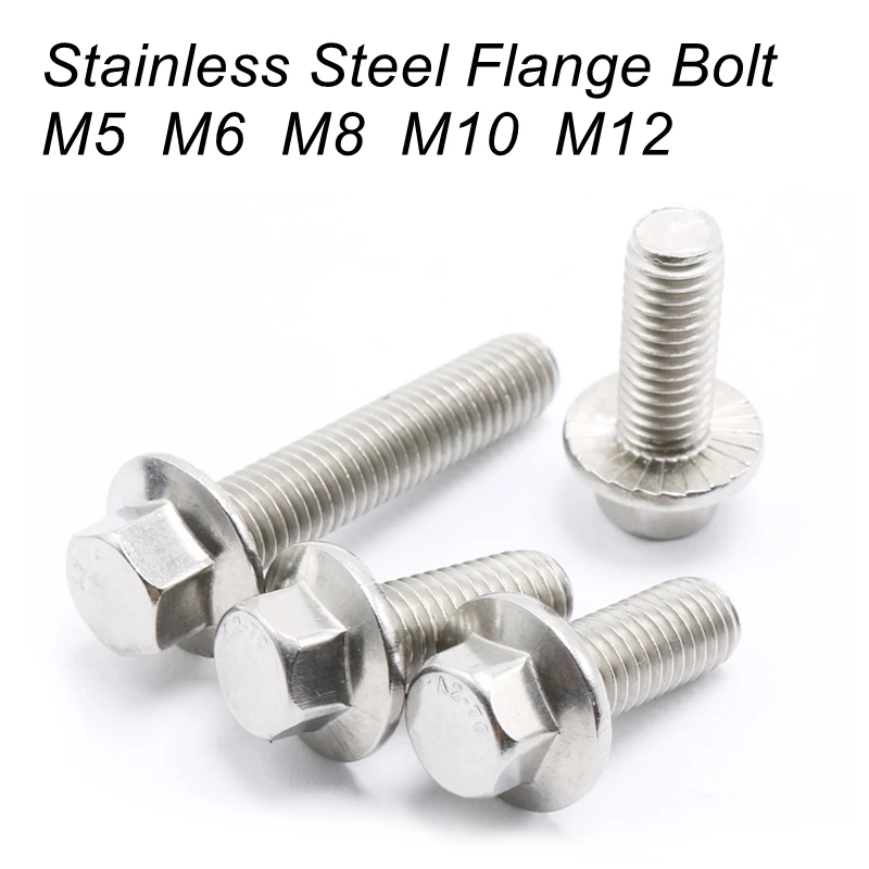 SUS-304-Flange-Bolt-M5-M6-M8-M10-M12-L-Stainless-Steel-A2-Flange-Sekrup ...