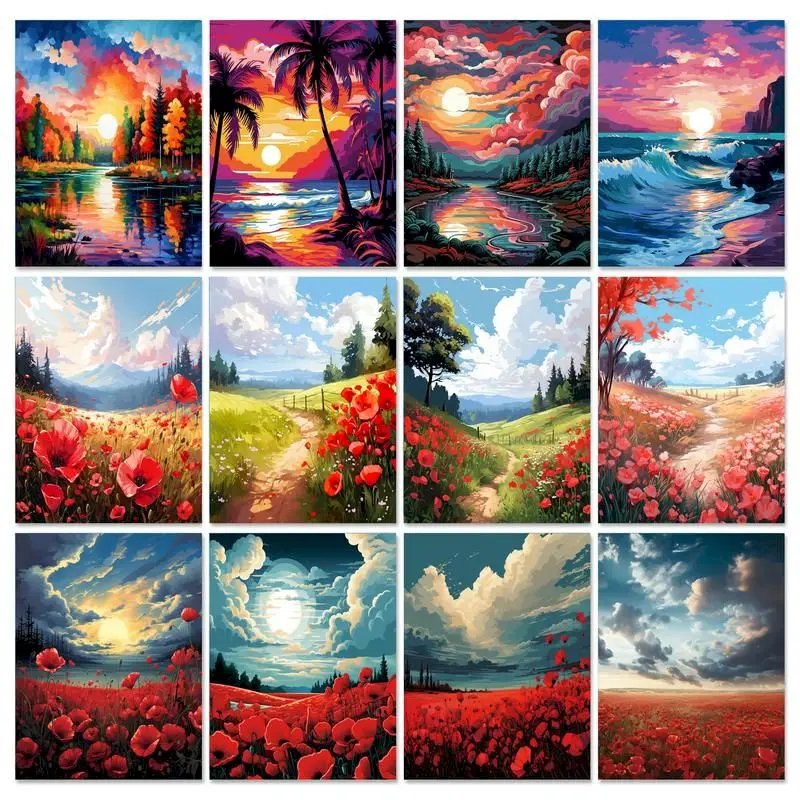 GATYZTORY-60-75-Frame-Paint-By-Numbers-Kits-Scenery-Frame-Diy-Painting ...