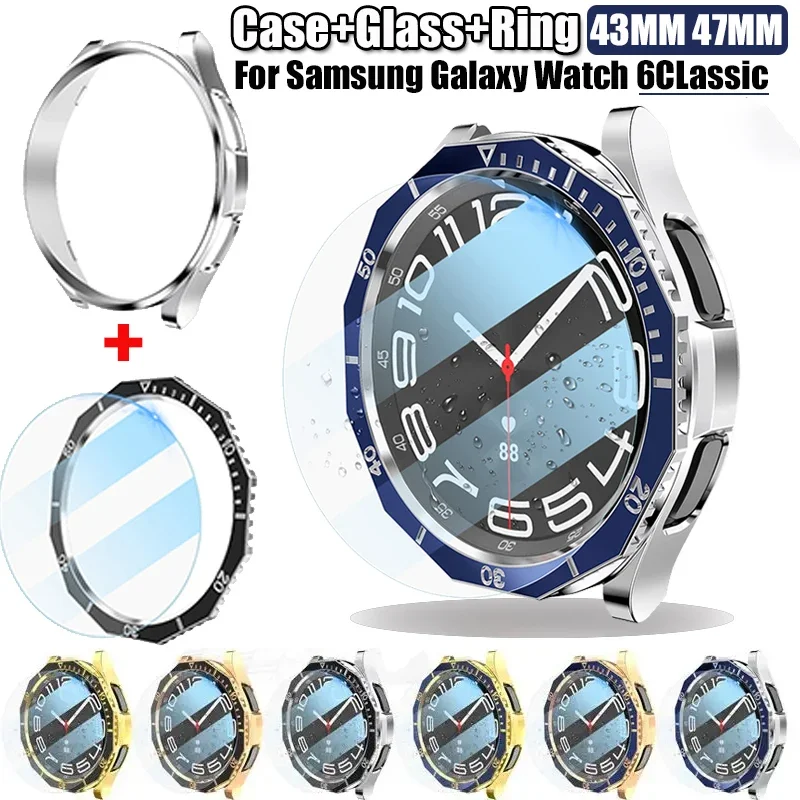 3-in-1-Case-Bezel-Ring-Glass-Film-For-Samsung-Galaxy-Watch-6-Classic ...
