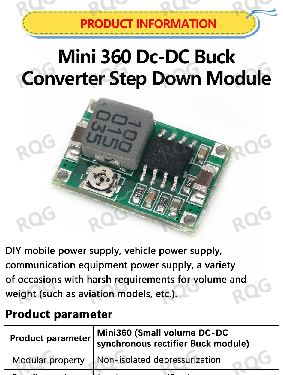 RC Avion Tech Mini 360 DC-DC Buck Convertisseur Step Down Tech 4.75V-23V à 1V-17V 1. LM2596 ...
