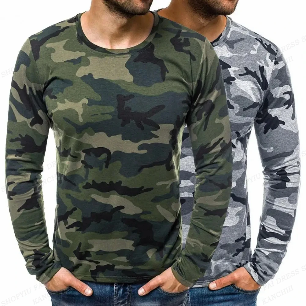 Camouflage-T-shirt-For-Men-Fashion-Long-Sleeve-T-shirts-Military-Army ...