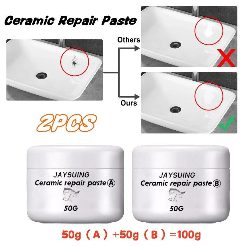 2pcs-Ceramic-Repair-Paste-100g-Quick-Dry-White-Porcelain-Crack-Chip ...