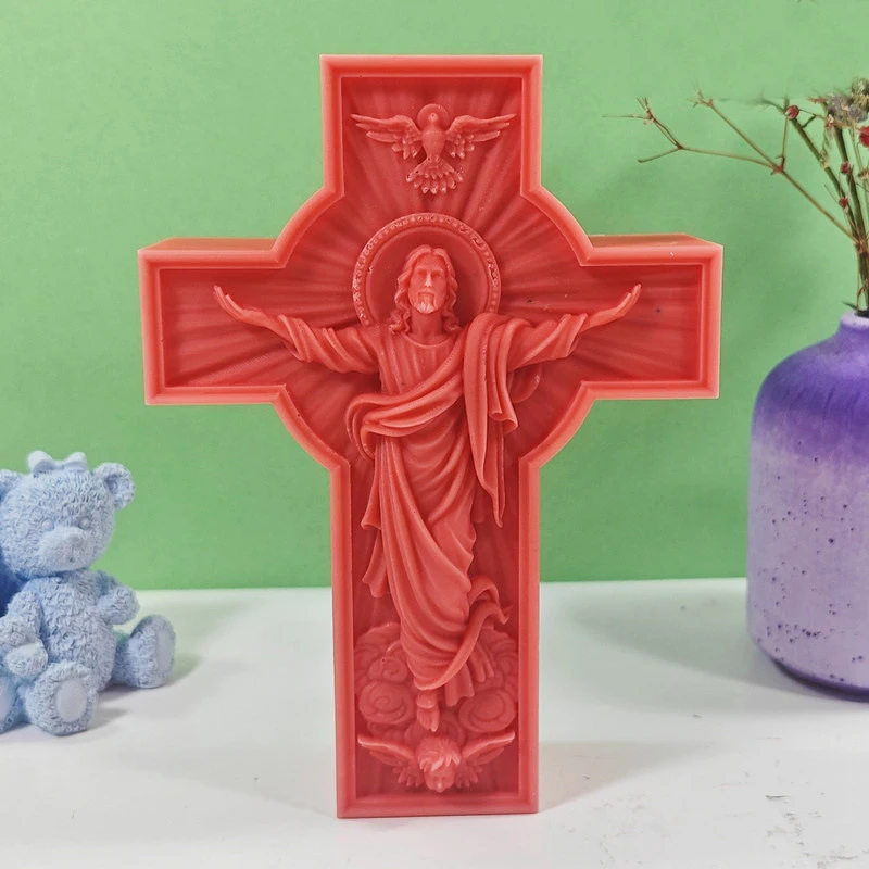 Crucifix-Jesus-Figurine-Candle-Mold-Catholic-Famaily-Statue-Cement ...