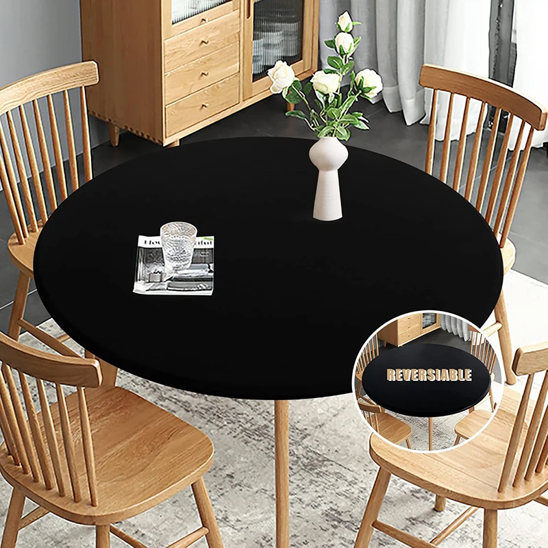 Round Spandex Tablecloth Elastic Dustproof Stretch Washable Picnic ...
