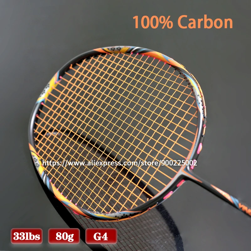 High-Tension-33LBS-100-Full-Carbon-Fiber-4U-80g-Badminton-Racket-Strung ...