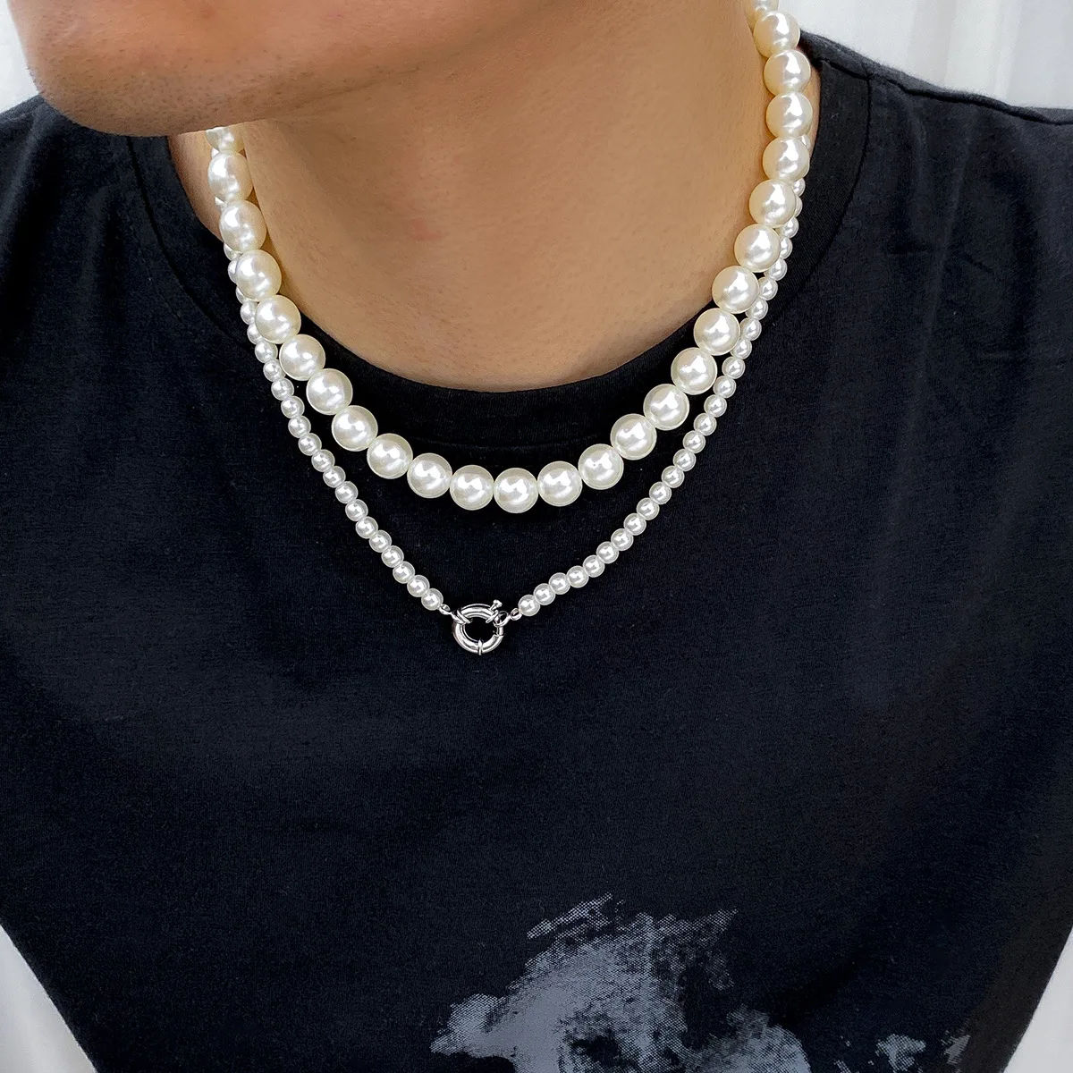 Conjunto de 2 piezas para hombre, Collar de cadena con cuentas de ...