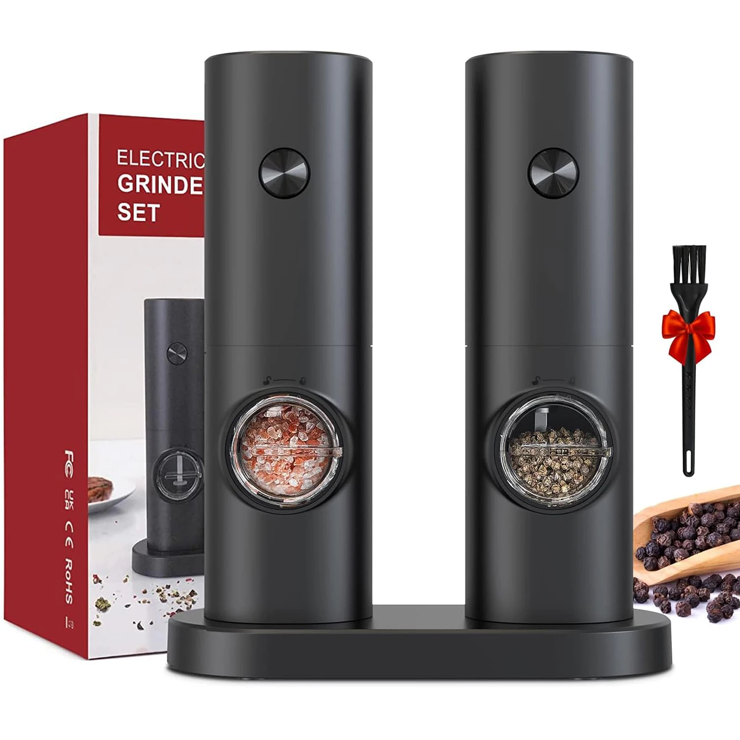 Electric-automatic-salt-and-pepper-grinder-set-Spice-grinder-Adjustable ...