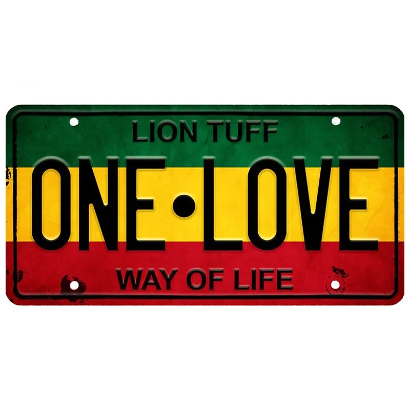 Vintage Rasta License Plate ONE LOVE PVC Car Stickers Cover Scratches ...