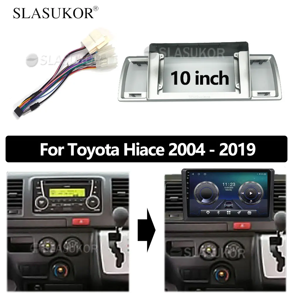 10-INCH-Fascia-fit-For-Toyota-Hiace-2004-2015-2016-2019-Cable-ABS-Frame ...