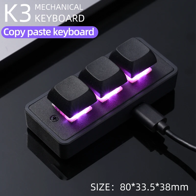 Custom-Mini-Keypad-3-Keys-Programming-Macro-Keyboard-Copy-Paste-Cut-USB-Mechanical-Keyboard-for ...