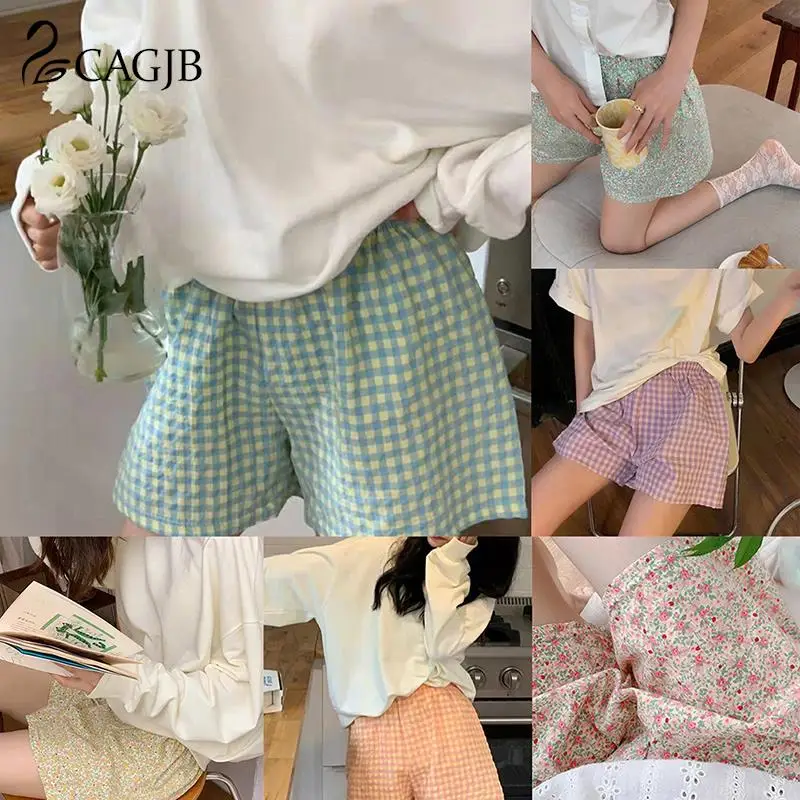 Korean-Oversize-Plaid-Shorts-Summer-Fashion-Women-Purple-Wide-Leg ...