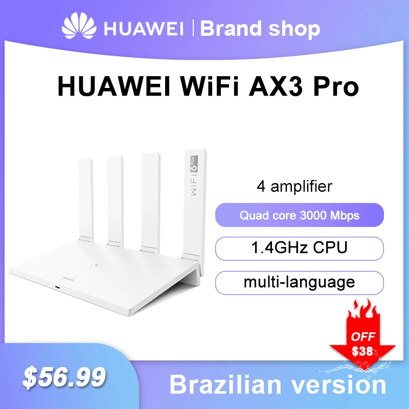 Brazilian versi HUAWEI WiFi AX3 Pro Quad Core WiFi 6+ 3000 Mbps Wireless Router WiFi 5GHz ...