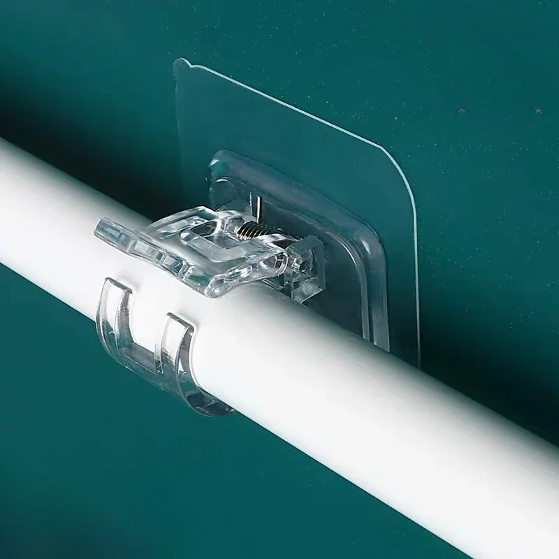 New-1-2pcs-Adjustable-Curtain-Rod-Clip-Self-Adhesive-Clamp-Hook-Curtain ...