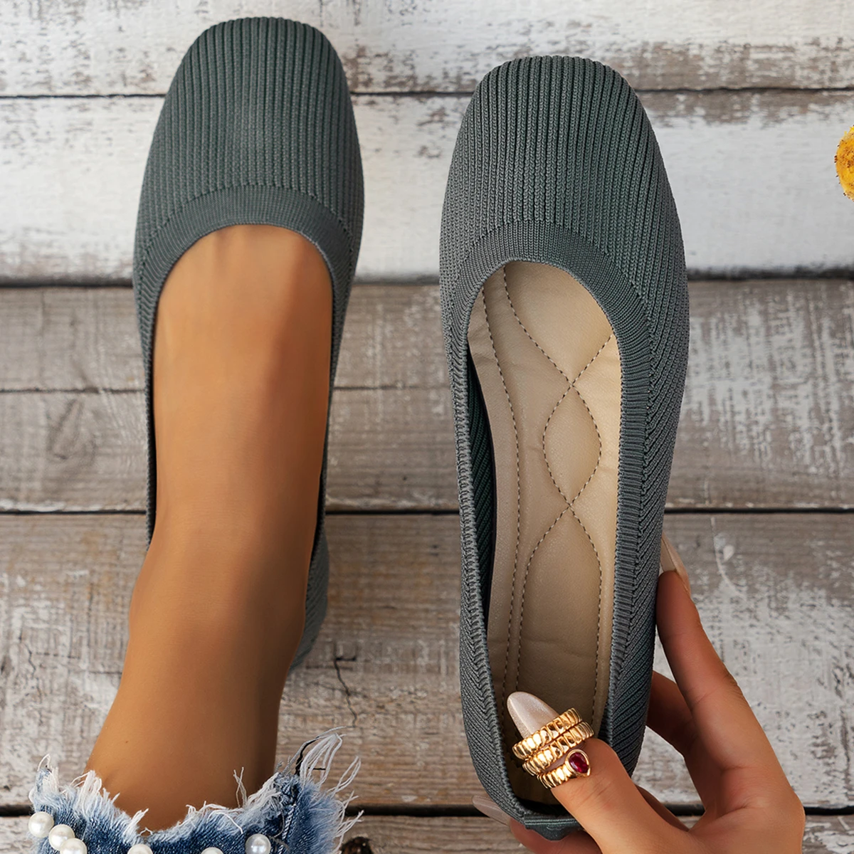 Women-Flats-Solid-Color-Black-Flats-for-Women-Slip-On-Shallow-Comfort ...