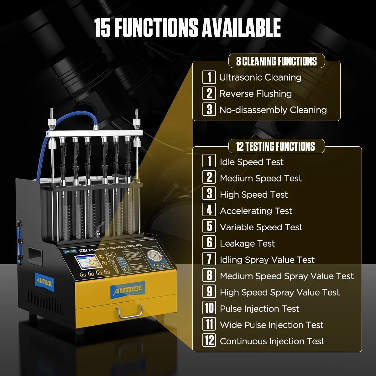 AUTOOL CT500 GDI EFI FEI Fuel Injector Cleaner & Tester Machine 6 ...