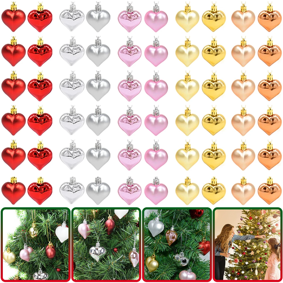12Pcs-Christmas-Heart-Shaped-Hanging-Ornaments-Bright-Matte-Plastic ...