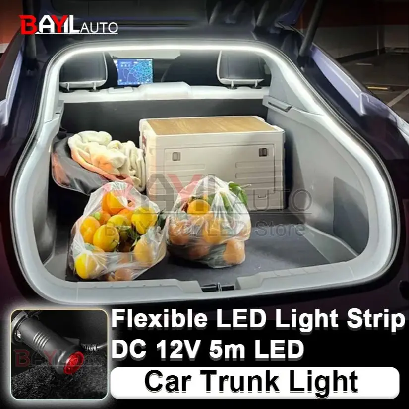 Car Trunk Light Modified Ambient Lighting 12V 5M Flexible LED Strip ...