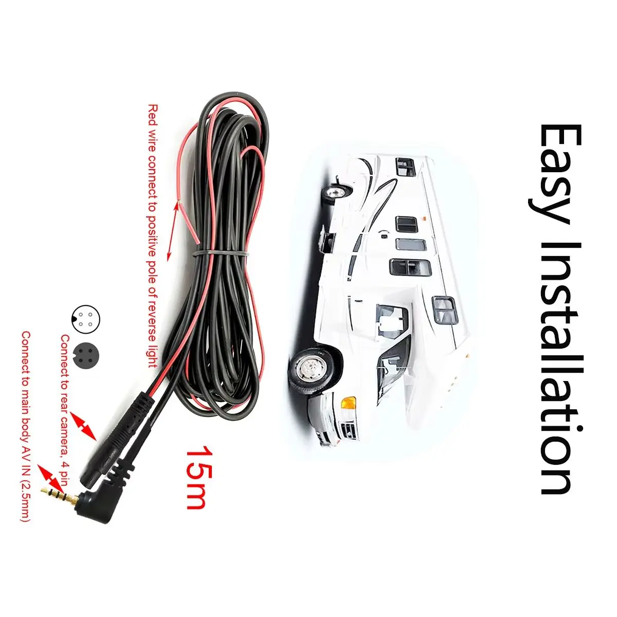 for REDTIGER 33 Feet Backup Camera Longer Replacement Cable for Dash ...