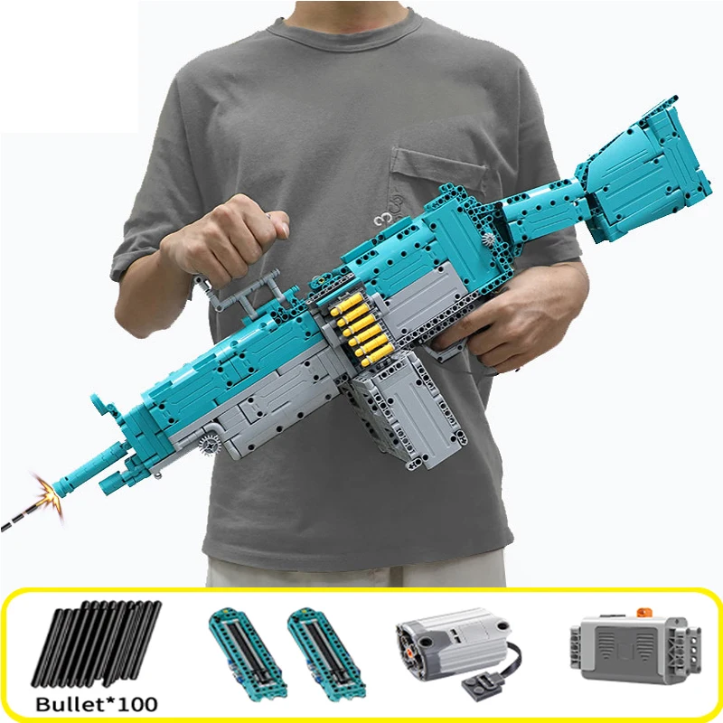 Military Electric M249 Machine Gun Assembled Building Blocks Bricks ...