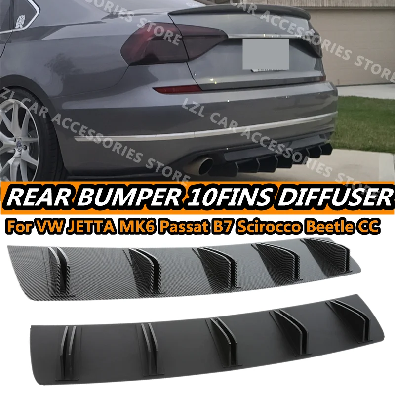 2pcs-Double-Layer-10-Fins-Car-Rear-Bumper-Lip-For-VW-JETTA-Passat-B7-B8 ...