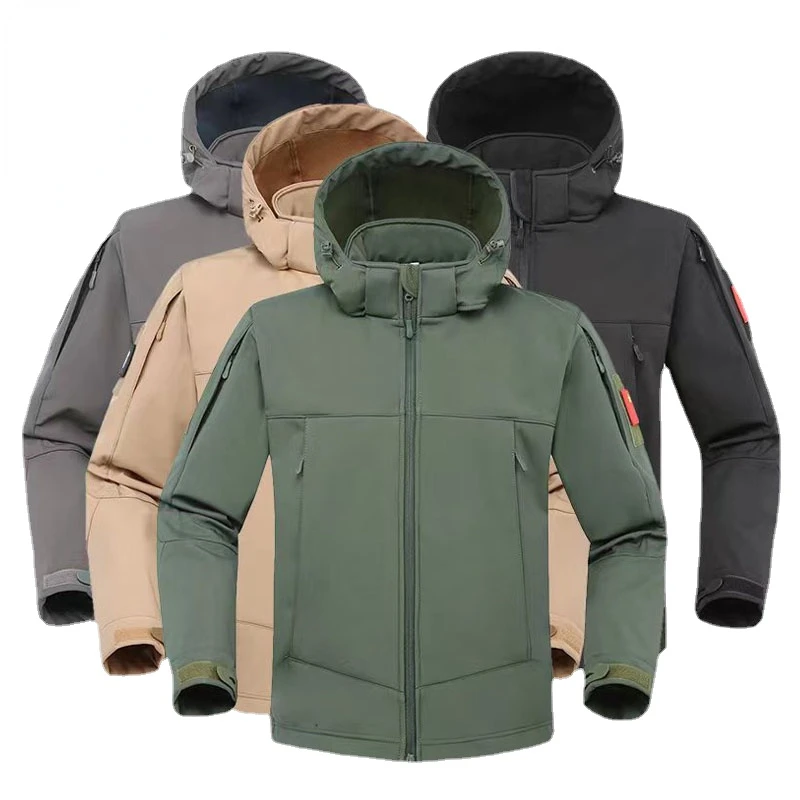 Spring-Autumn-Soft-Shell-Tactical-Hooded-Jackets-Mens-Outdoor-Windproof ...