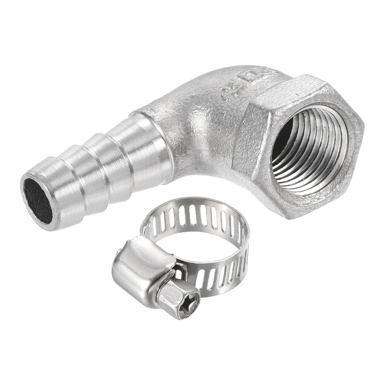 Uxcell 304 Stainless Steel Hose Barb Fitting Elbow 12mmx1/4PT Female ...