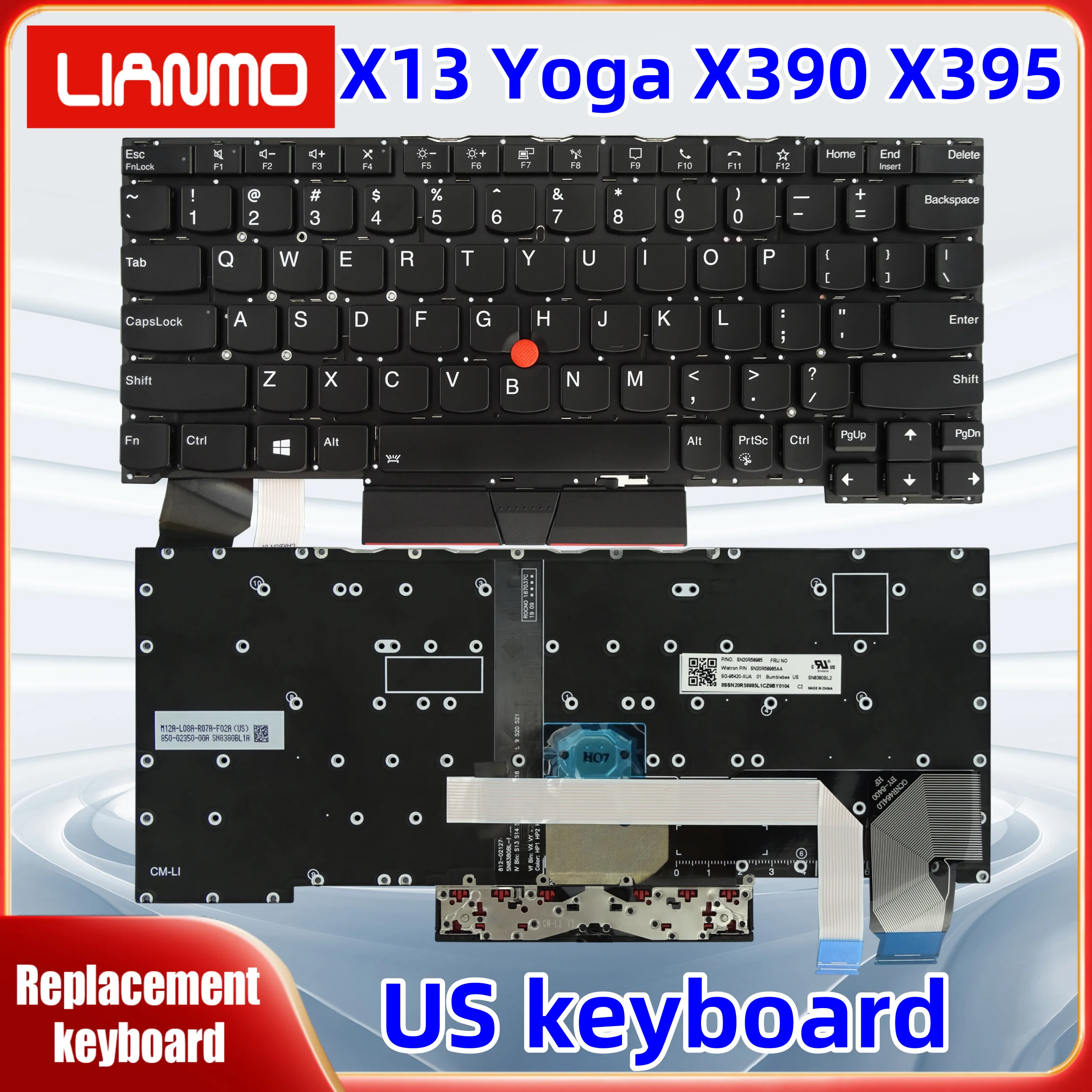US Laptop keyboard For Lenovo Thinkpad X13 Yoga X390 X395 Yoga With ...