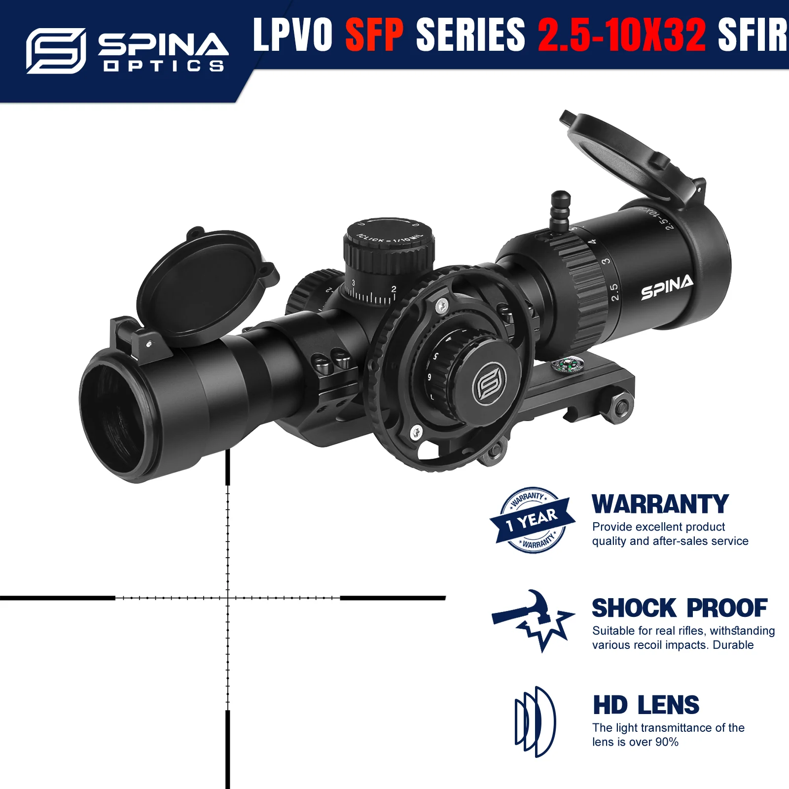 SPINA-OPTICS-HD-2-5-10X32-IR-SF-Compact-Scope-1-10-MIL-Tactical-Hunting ...