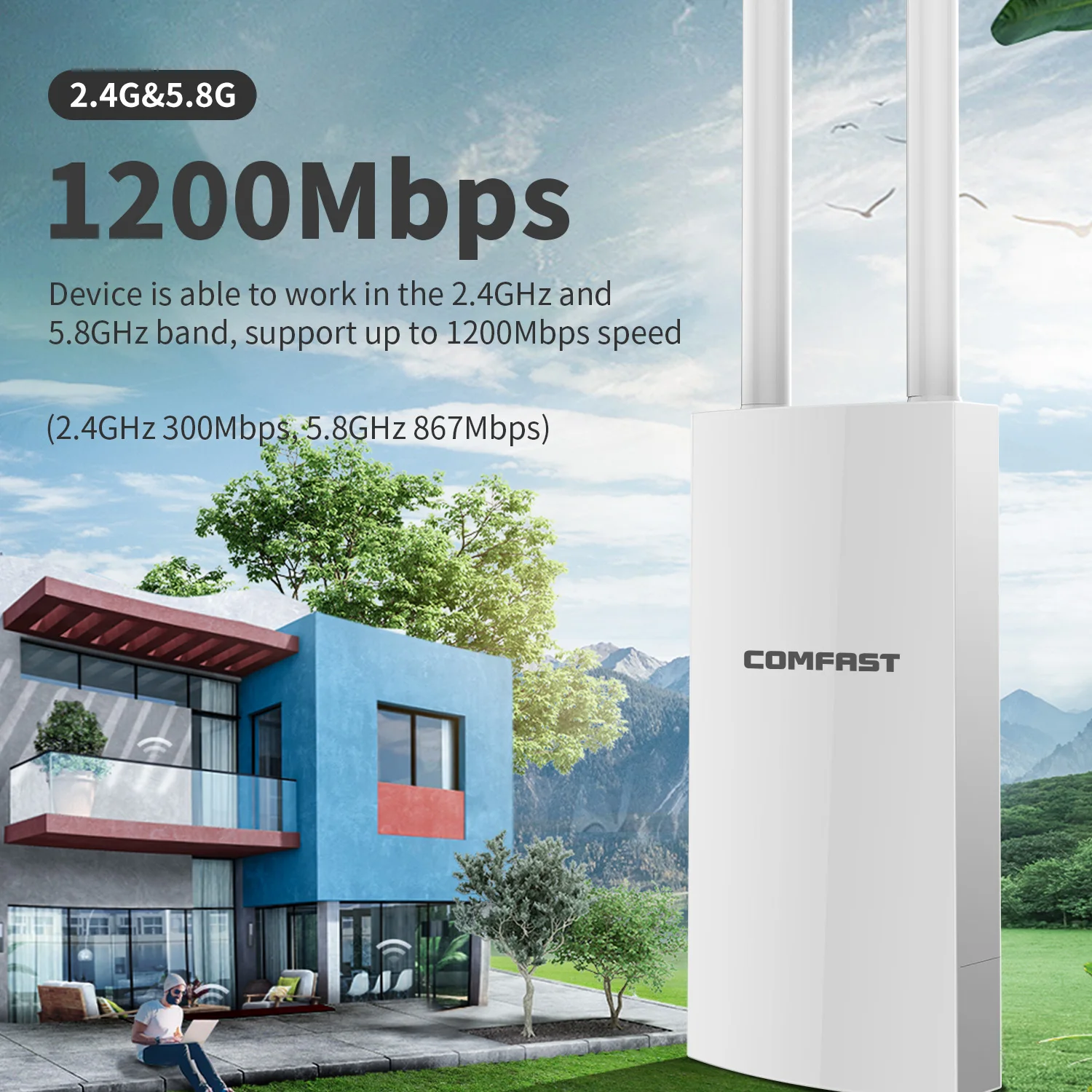 Outdoor-Wireless-AP-5-ghz-WIFI-Router-300M-1200Mbps-Poe-Access-Point-AP ...