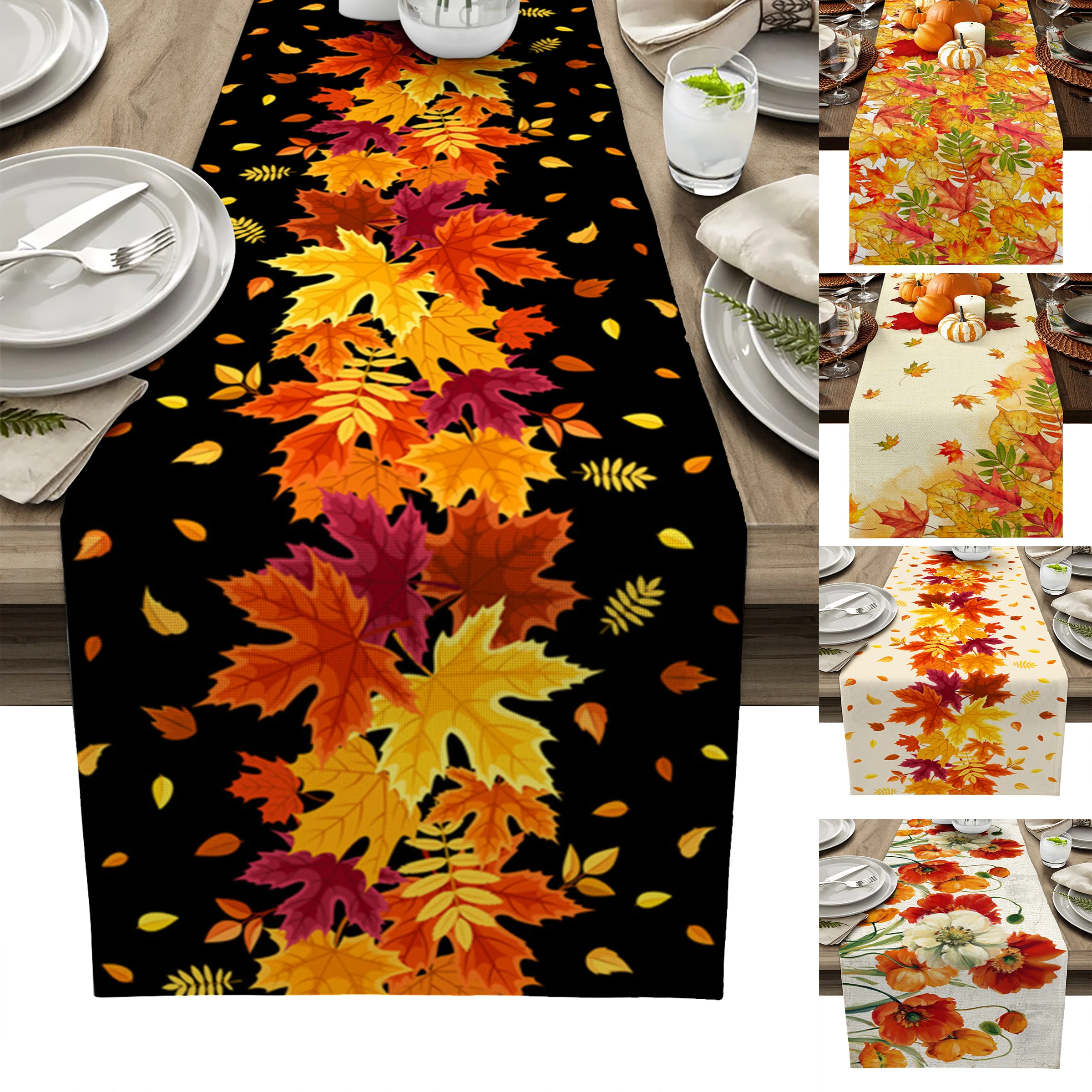 Fall-Style-Table-Runner-Maple-Leaf-Pattern-Table-Runners-Vintage-Decor ...