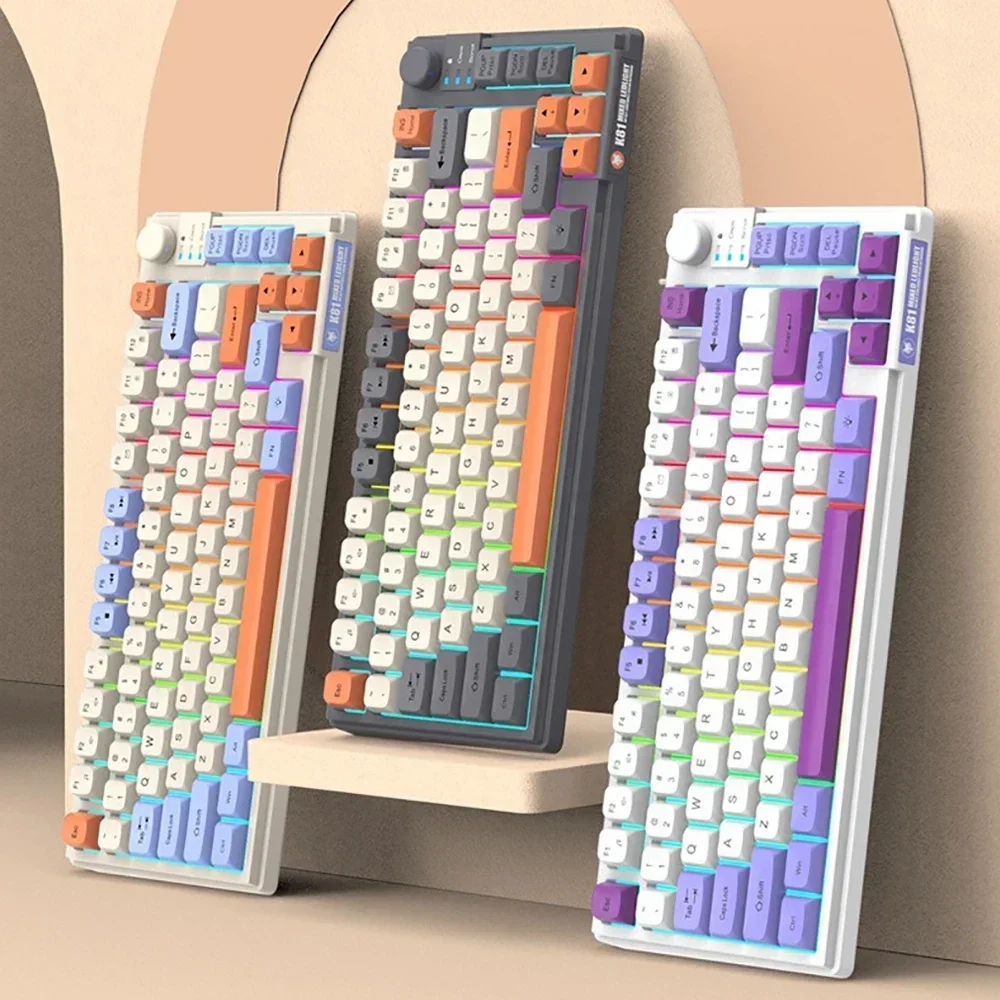 K81 teclado triplo retalhos mda bola boné com fio usb iluminado ...