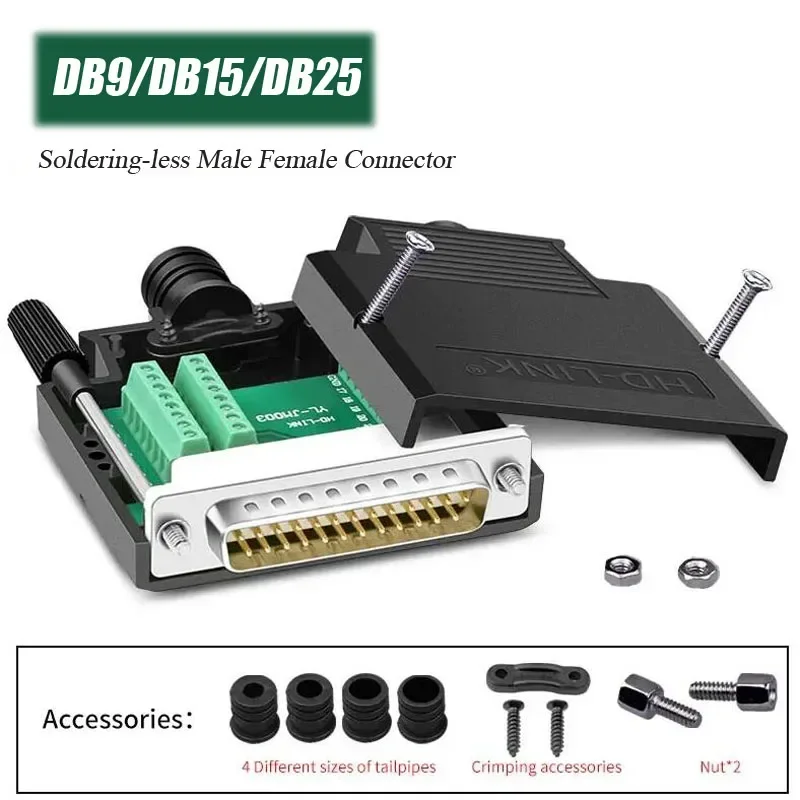 DB9 DB15 DB25 Male Female Connector 9 15 25Pin Solder-free Breakout ...