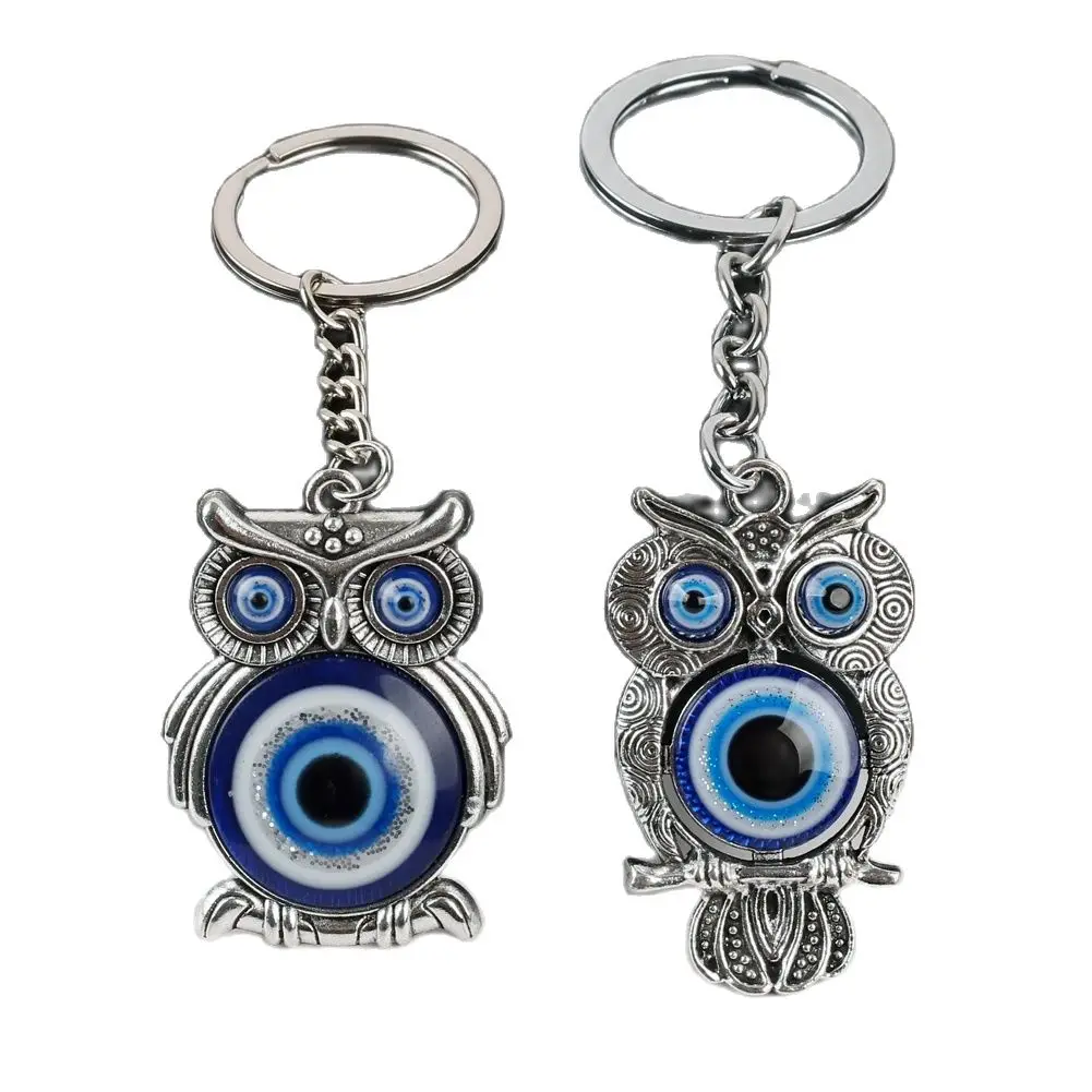 2pcs-Turkish-Blue-Eye-Keyring-Owl-Pendant-Keychain-Devil-Eye-Metal ...