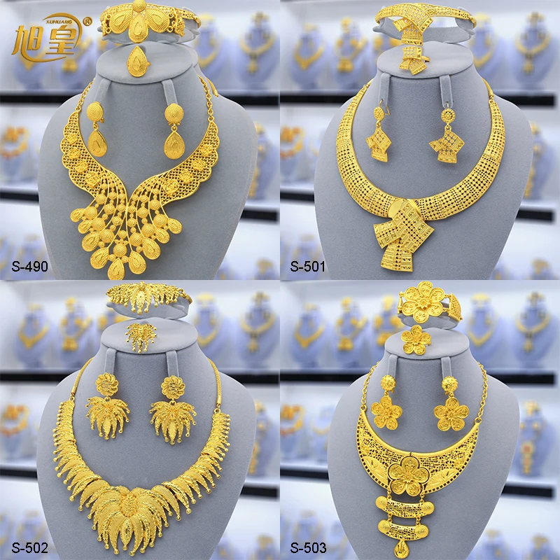 Gold Bridal Jewelry Sets Women African | Arabic Jewelry Set Gold Plated ...