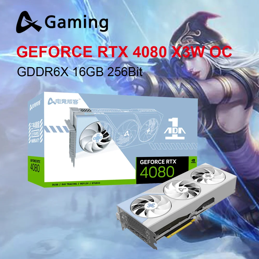 AX GAMING RTX 4080 X3W OC 16G New Graphic Card GDDR6X 256Bit RTX4080 16Pin Gaming NVIDIA GPU ...