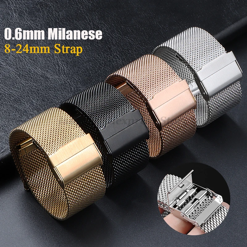 0.6MM Mesh Watch Strap for Seiko for DW Watch Steel Milanese Strap 8 10 ...
