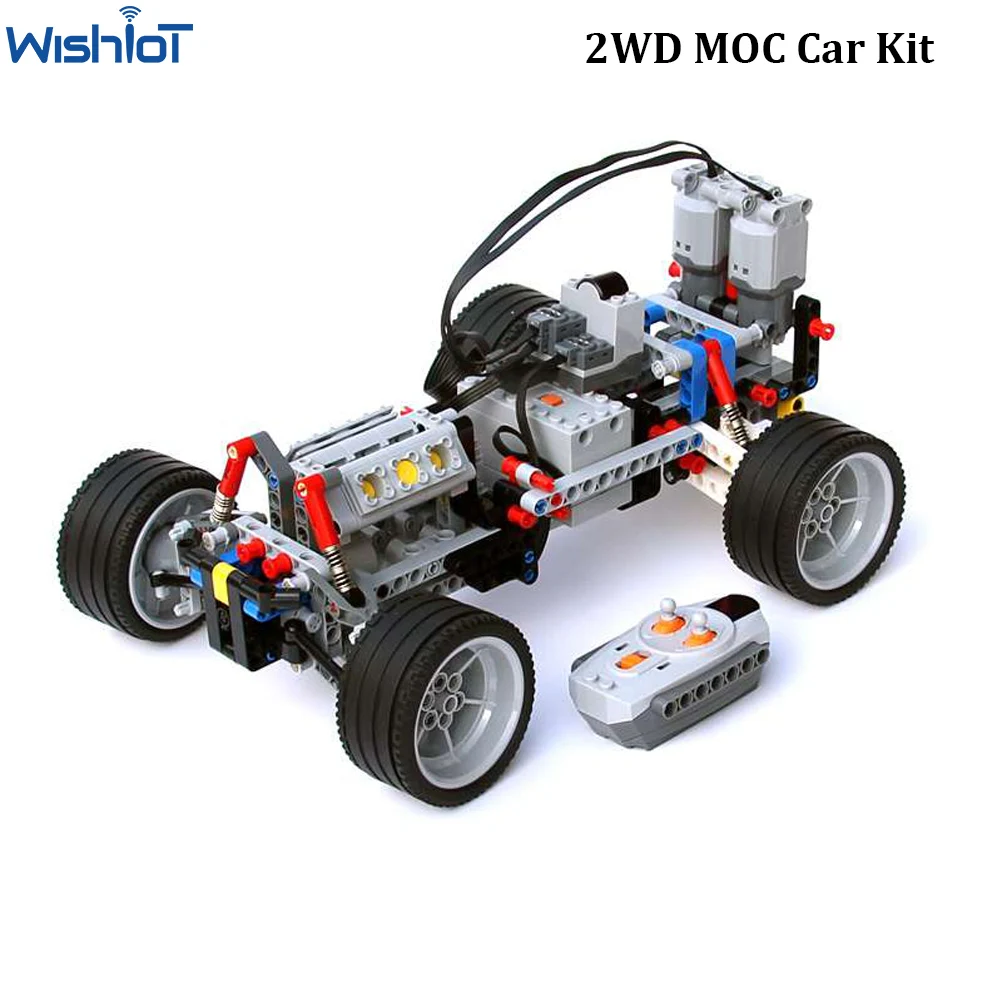 2WD-Two-wheel-Drive-Technical-Car-Chassis-Bricks-with-Suspension-Shocks ...