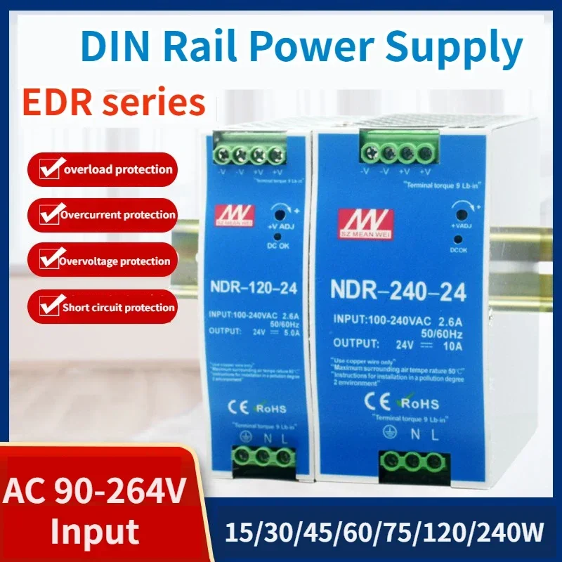 New-12V-24V-DC-Stable-EDR-Track-Switch-AC-90-264V-Input-12-24V-Output ...