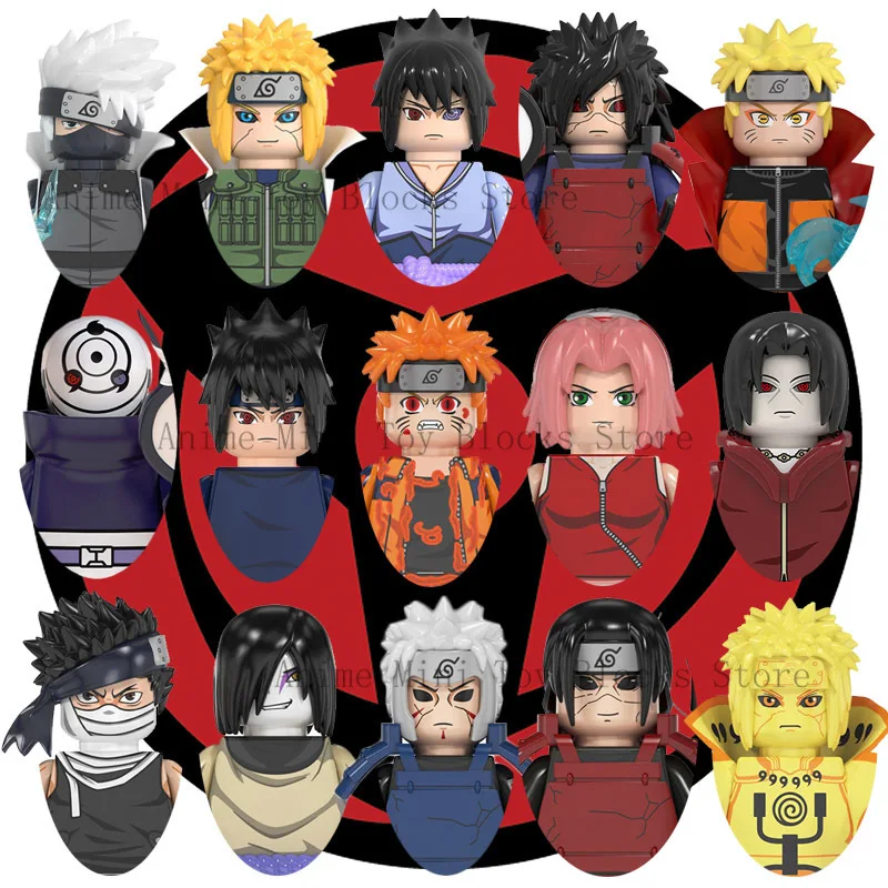 Anime Naruto Building Blocks Sasuke Kakashi Akatsuki Bricks Mini Action ...