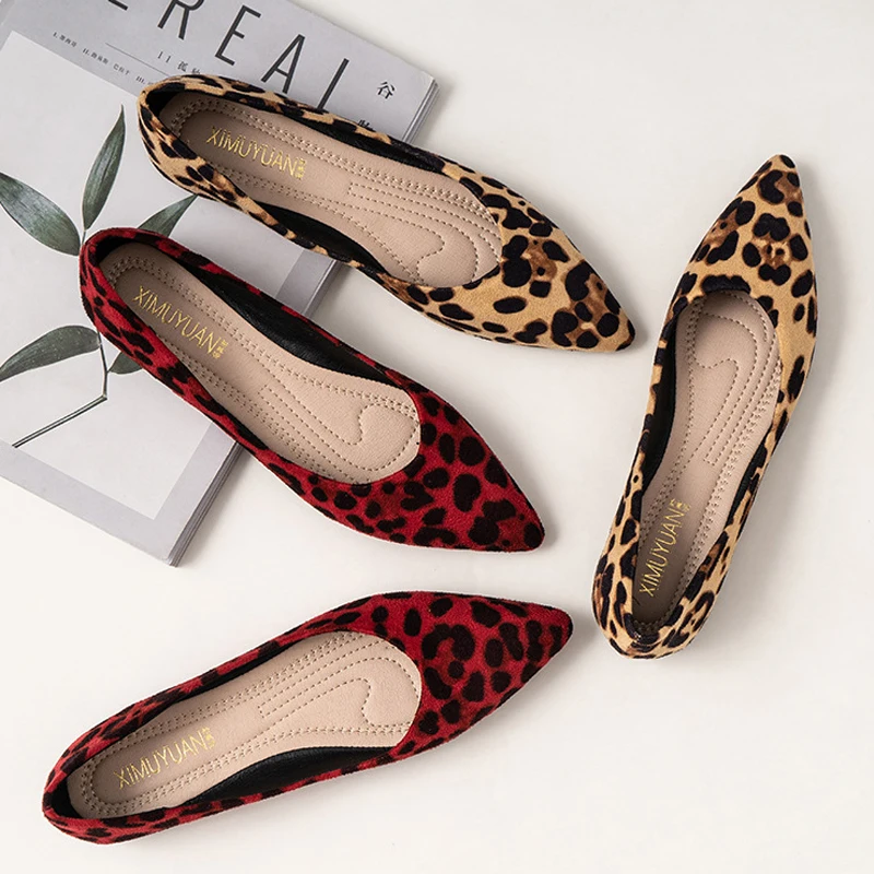 Plus-Size-35-42-Women-s-Leopard-Pointed-Toe-Flats-Loafers-Shallow-Slip ...